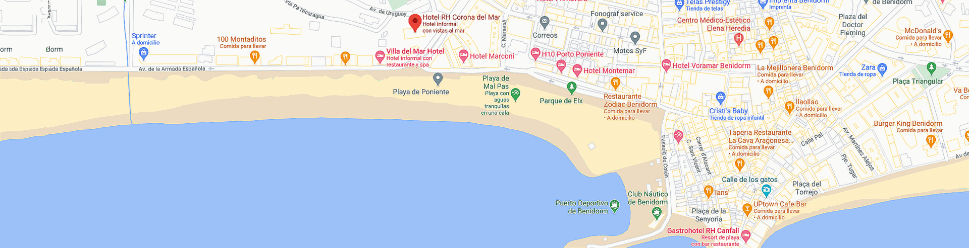 Cómo llegar al hotel RH Corona del Mar Benidorm Google Maps
